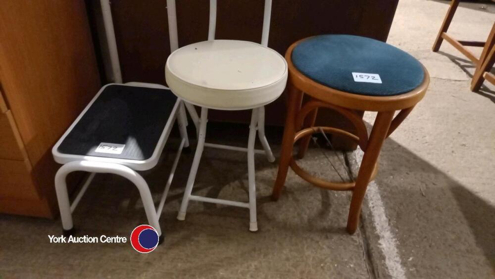 Folding metal chair plus metal step and bamboo stool | September timed ...