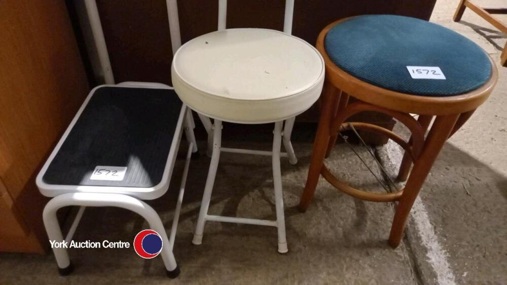 Folding metal chair plus metal step and bamboo stool | September timed ...