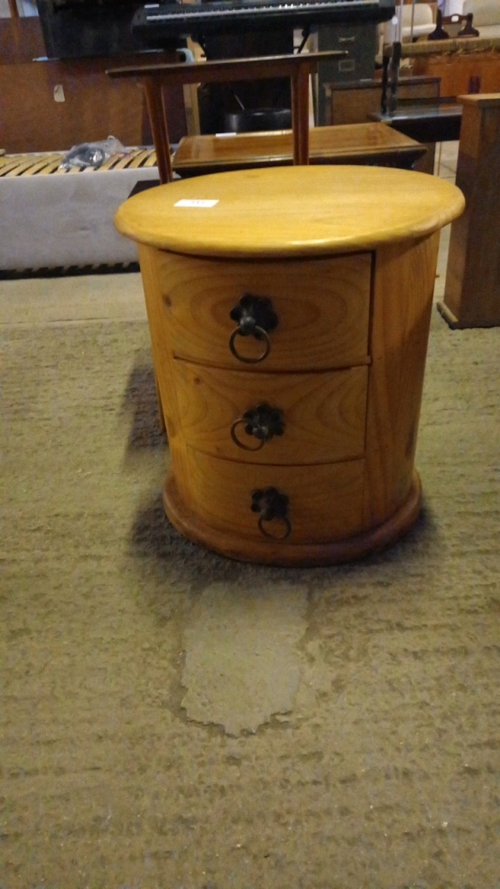 Pine round bow fronted drawer unit and wooden table | January Timed ...