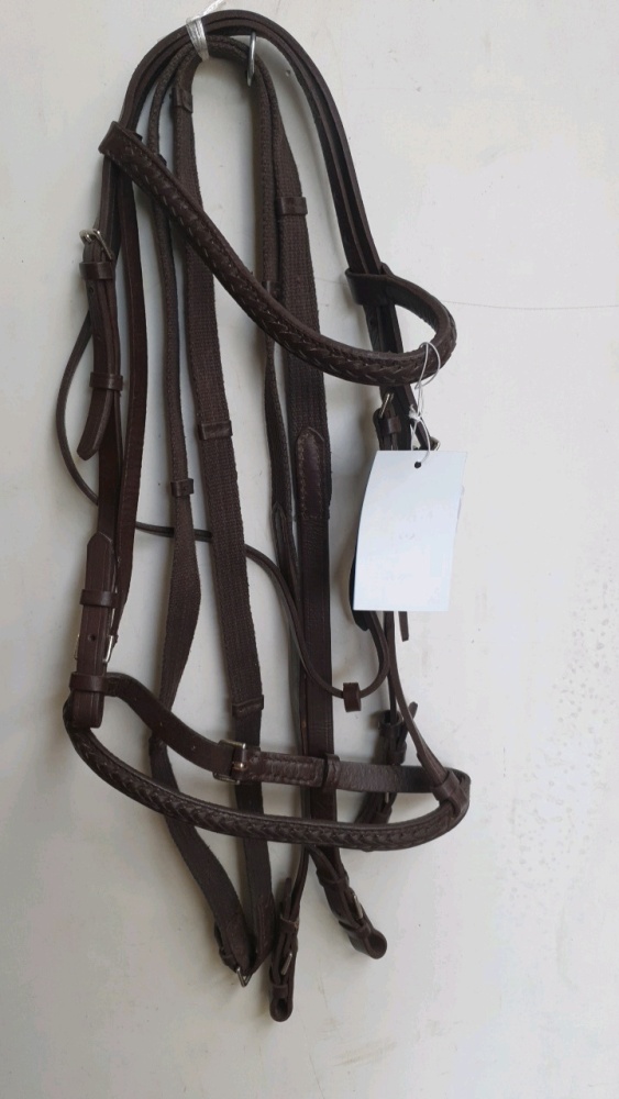 Brown cob bridle with plaited reins and plaited noseband | York ...