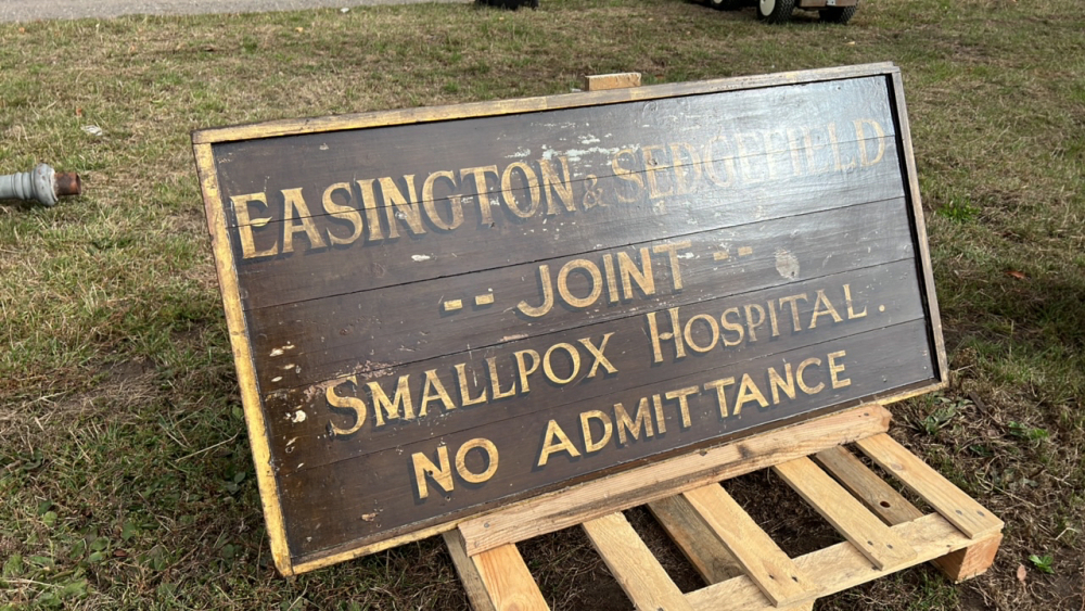 Old signwritten Hospital sign, 1906 | York Machinery Sale (Building ...