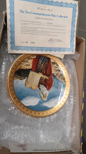 Plate set, the Ten Commandments, 24ct gold decoration | September timed ...