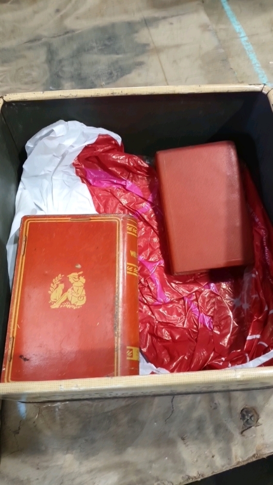 Old biscuit tin and 2 old money boxes | February timed online auction ...