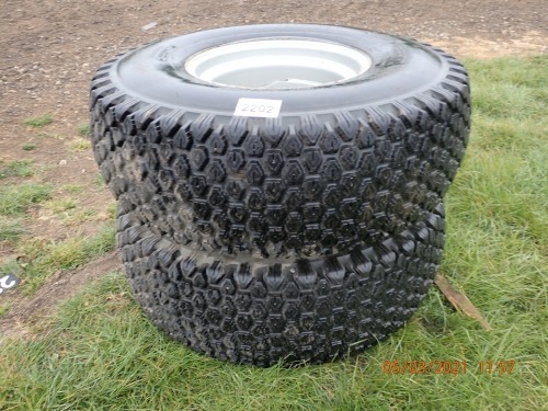 Pair of tractor Bridgestone flotation grass tyres on 6 stud rims 315 ...