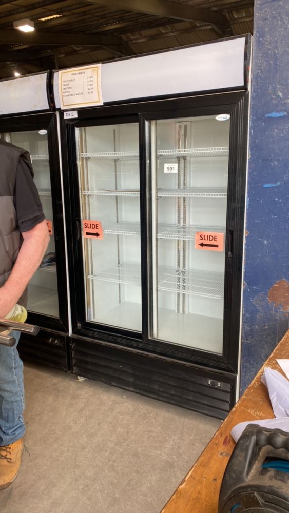 Interlevin 4ft upright display fridge c/w double sliding doors | York ...