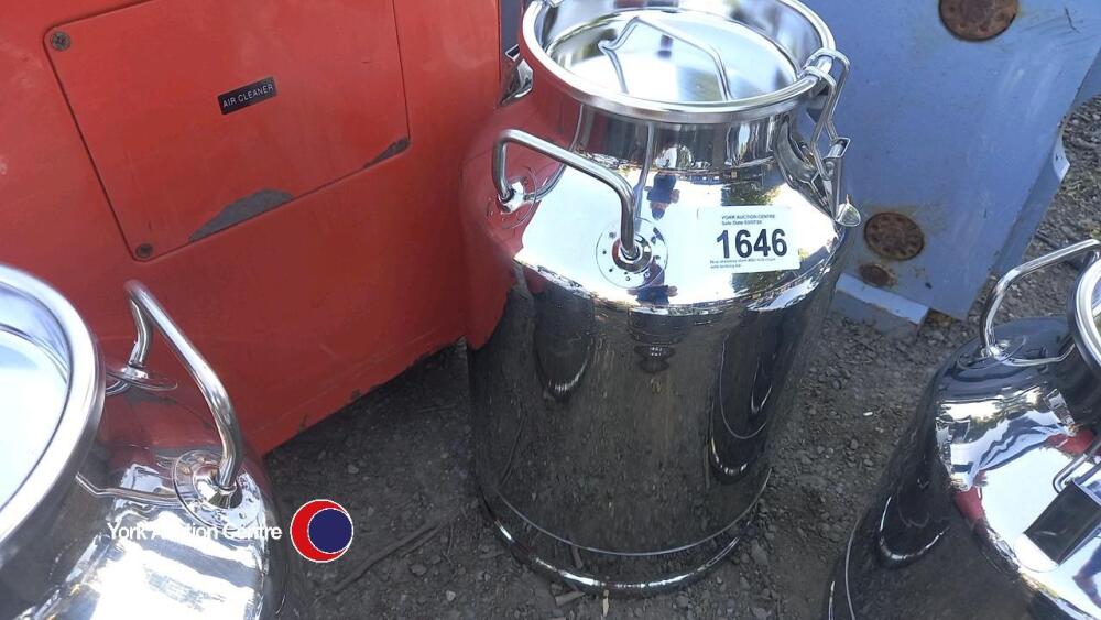 New stainless steel 40ltr milk churn with locking lid | York Machinery ...