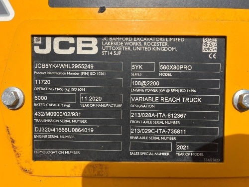 JCB 560/80 Agri-Pro telehandler, live link, Q-fit headstock c/w tines ...